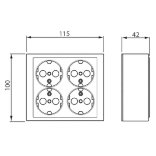 ABB SOCKET OUTLET 4 GANG SURFACE BLACK | Surface Sockets | Onninen