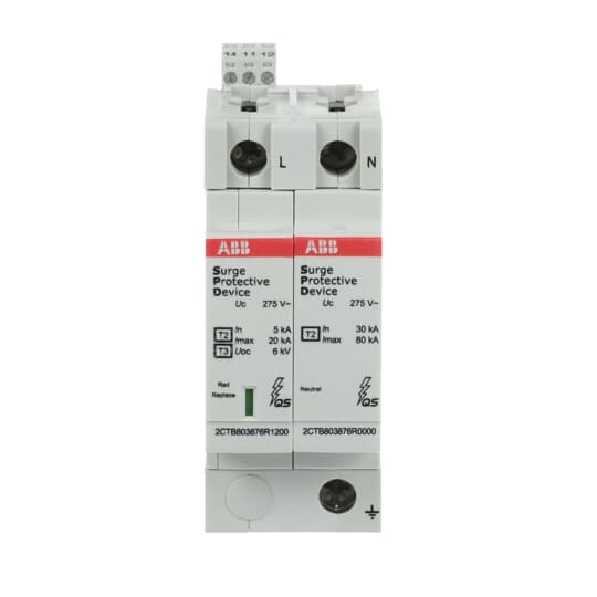 SURGE ARRESTER HOUSEHOLD ABB OVR T2-T3 1P+N P TS QS | Mellomvern Type 2 | Onninen AS